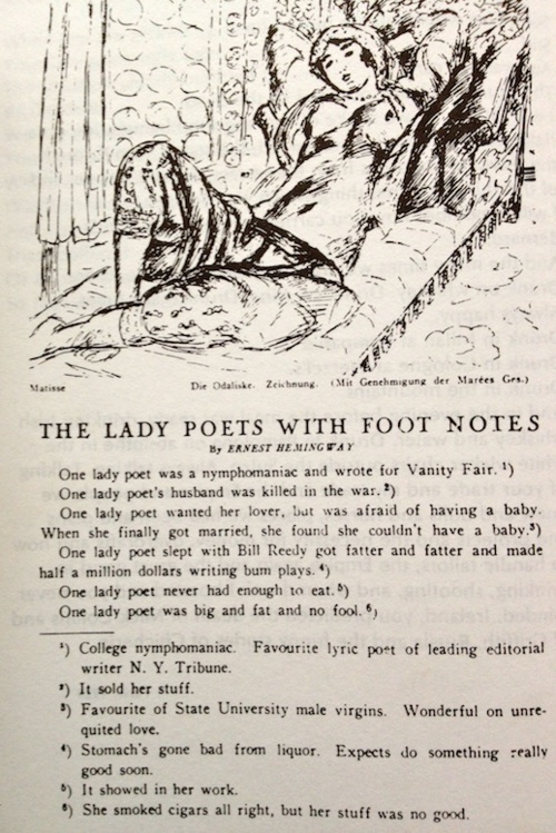 The Lady Poets With Foot Notes by Hemingway – after Eliot – Jamie Dedes ...